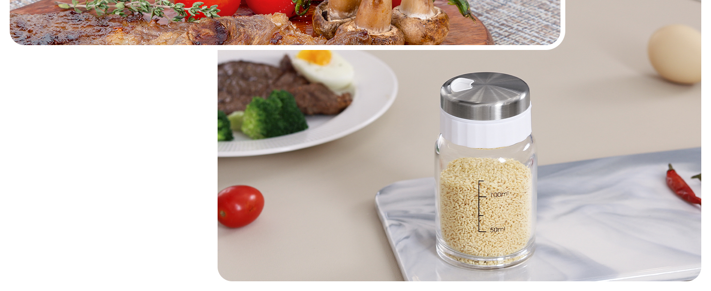 Amazon｜VKCHEF 調味料入れ スパイスボトル 調味料ポット 砂糖入れ 耐熱ガラス 新生活 調味料収納 調味料缶 コショウ 塩 調味料ケース 粉容器 七味入れ キッチン 台所 ...