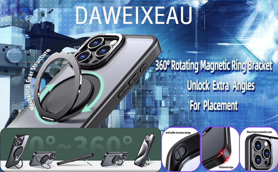 Amazon.com: DAWEIXEAU Magnetic Ring Case for iPhone 15 Pro Max,Compatible with MagSafe with 360 ...