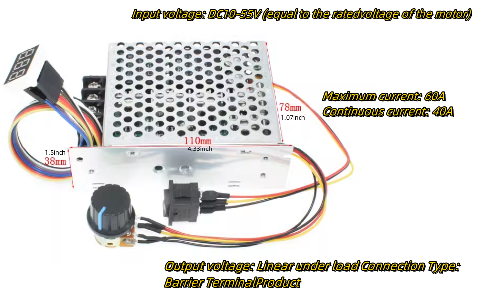 Amazon.com: Adjustable Digital display 6-60V 20A PWM DC Brushed Motor ...