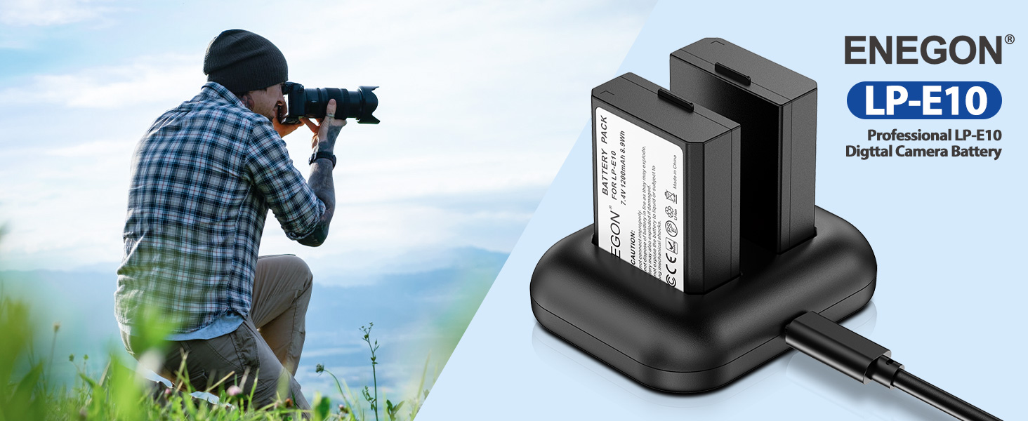 Amazon.com: LP-E10 ENEGON Replacement Battery (2-Pack) and Rapid Dual Charger for Canon LP E10 ...