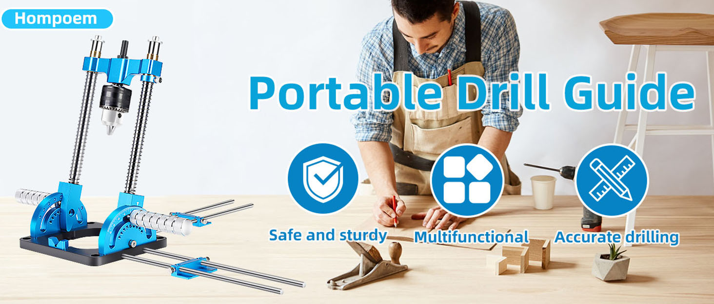 Portable Drill Guide, Multi Angle Drill Guide for Straight Holes, Self-Centering Pins, Drilling ...