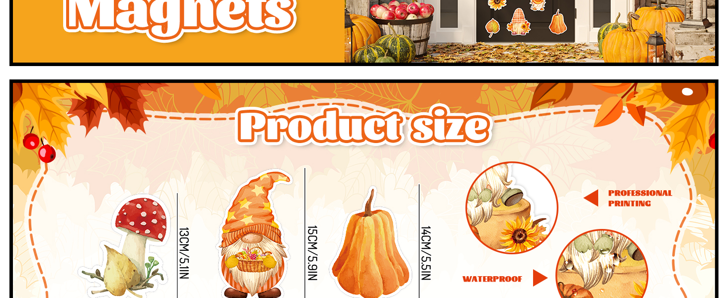 Amazon.com: Whaline 16Pcs Fall Gnome Refrigerator Magnets Autumn Fridge ...