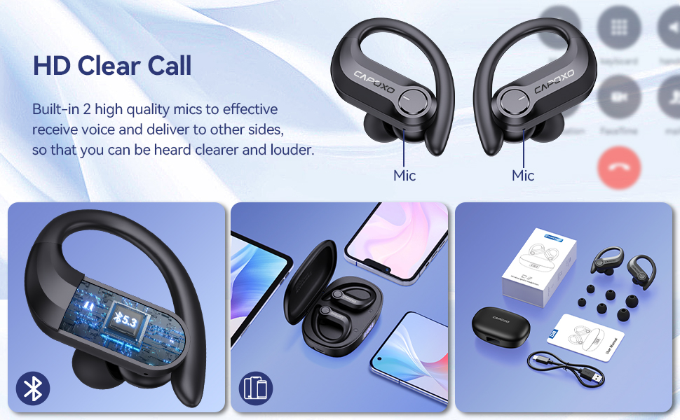 Amazon.com: CAPOXO Bluetooth Headphones Wireless Earbuds 120Hrs Playtime Ear Buds IPX7 ...