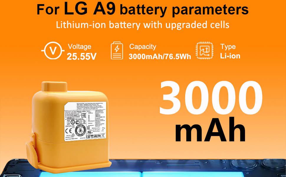 Amazon.com: Lcenerga 3000mAh for LG Vacuum Battery Replacement for LG Cord Zero A9,A9S,P9,A9K ...