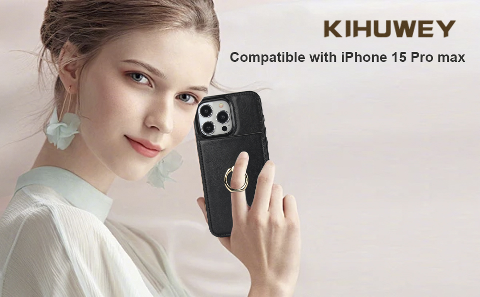 Amazon.com: KIHUWEY for iPhone 15 Pro Max Case Wallet with Credit Card Holder, 360° Rotation ...