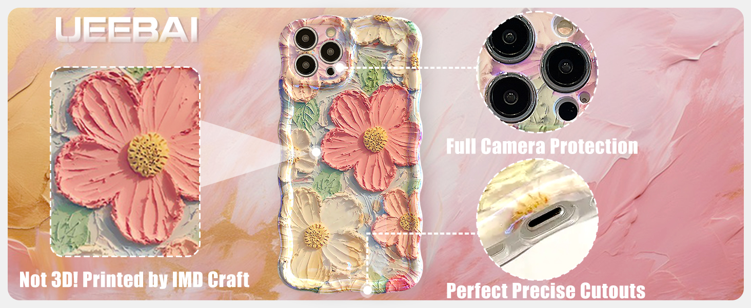 Amazon.com: UEEBAI Flower Case for iPhone 13 Pro Max Case, Colorful Retro Oil Painting Girly ...