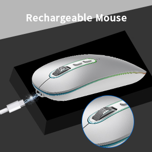 LED Wireless Mouse, Slim Rechargeable Bluetooth Mouse, Portable Silent ...