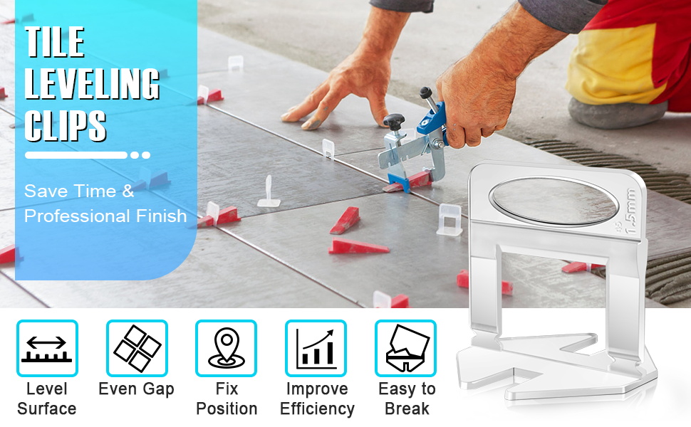 Tile Leveling System Clips 1/16 Tile Spacers Clips 1.5mm Tile Leveling ...
