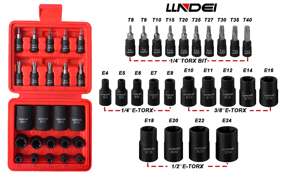 Torx Bit Socket And Female External Socket Set 24pcs