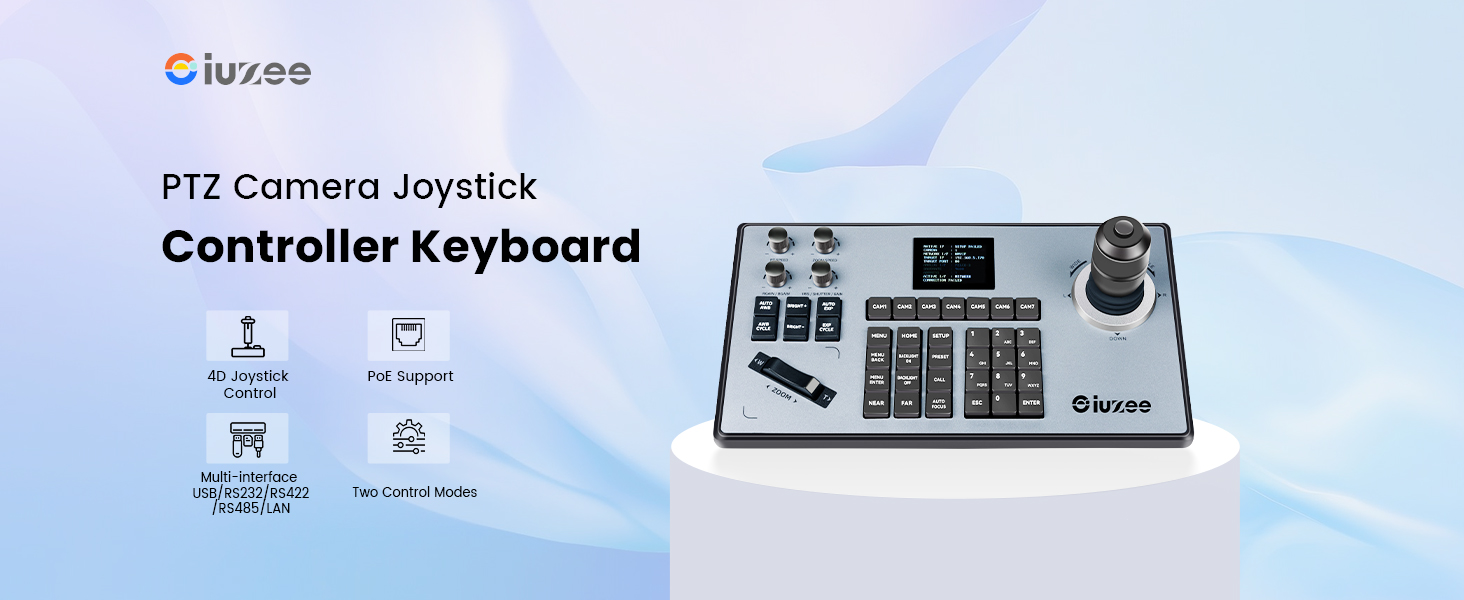Amazon.com: iuZee PTZ Camera Controller 4D Joystick PoE IP PTZ Keyboard ...
