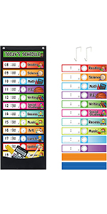 Amazon.com: Retro Classroom Calendar Pocket Chart for Kids Learning ...