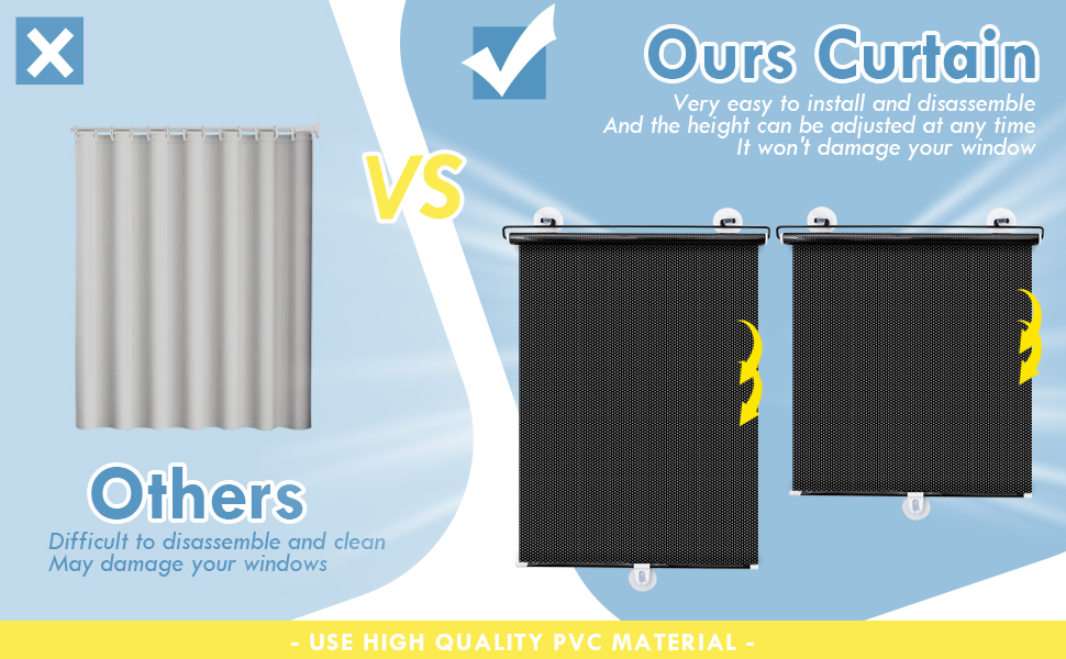 Amazon.com: Yoebor No Drill Blackout Blind Shade with 3 Suction Cups, Temporary Portable Roller ...