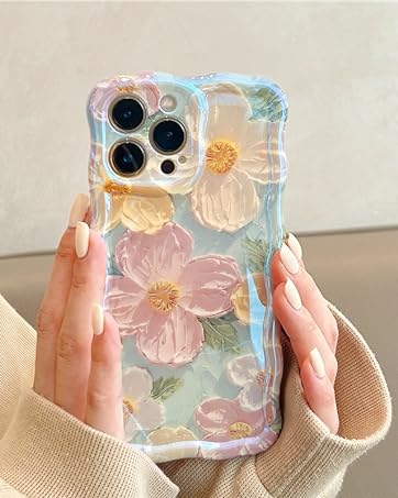 QLTYPRI Compatible with iPhone 13 Case/iPhone 14 Case, Cute Curly Wave Frame Clear Case for ...