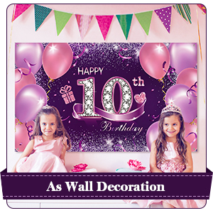 Amazon.com : Sumind 10th Birthday Banner Happy 10th Birthday Decorations for Girls Double Digits ...