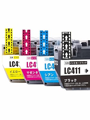 Amazon.co.jp: Brother用 LC411 互換インクカートリッジ LC411-4PK 染料 LC411 4色セット ブラザー インク LC411 対応機種：DCP-J1800N ...