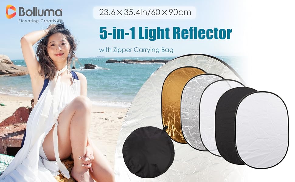 Amazon.com : BOLLUMA 24"x35" Photography Light Reflector 5-in-1 Collapsible Multi Disc Lighting ...