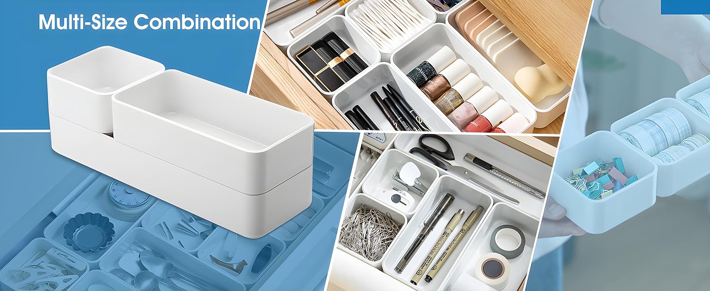 6 Piece Stackable Plastic Organizer Drawers Set, Multifunctional ...