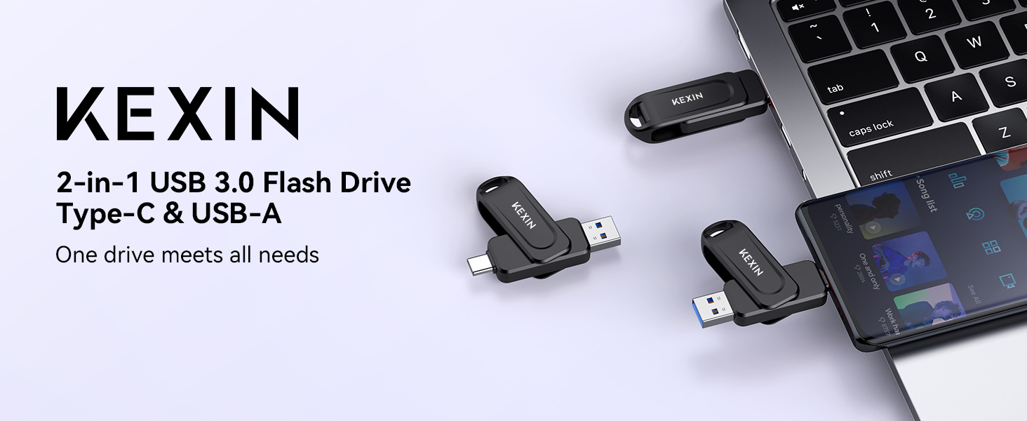 Amazon.com: KEXIN Dual 64GB USB C Flash Drive 3.0 USB-A & Type-C Thumb Drive 100MB/s Swivel USB ...