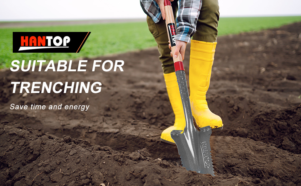 Amazon.com: HANTOP Digging Spade and Shovel - Drain, Transplanting, Trenching - 44 Inch Blade ...