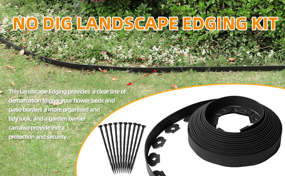 Amazon.com : YPRNM Landscape Edging Kit 40FT with 40 Spikes, 2 Inch Tall Plastic No Dig Garden ...