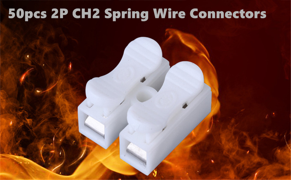 50pcs 2P CH2 Spring Wire Connectors, Push Quick Wire Cable Connector ...