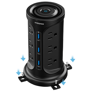 Extensión de Torre,Regleta de Alimentación,Regleta Multicontacto USB con 12 Tomas de CA y 3 USB ...