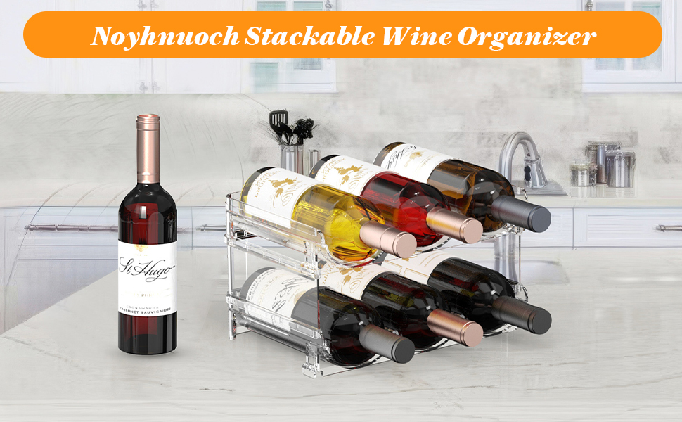 Amazon.com: Plastic Stackable Wine Rack for Refrigerator, 2 Tier Large Capacity Water Bottle ...