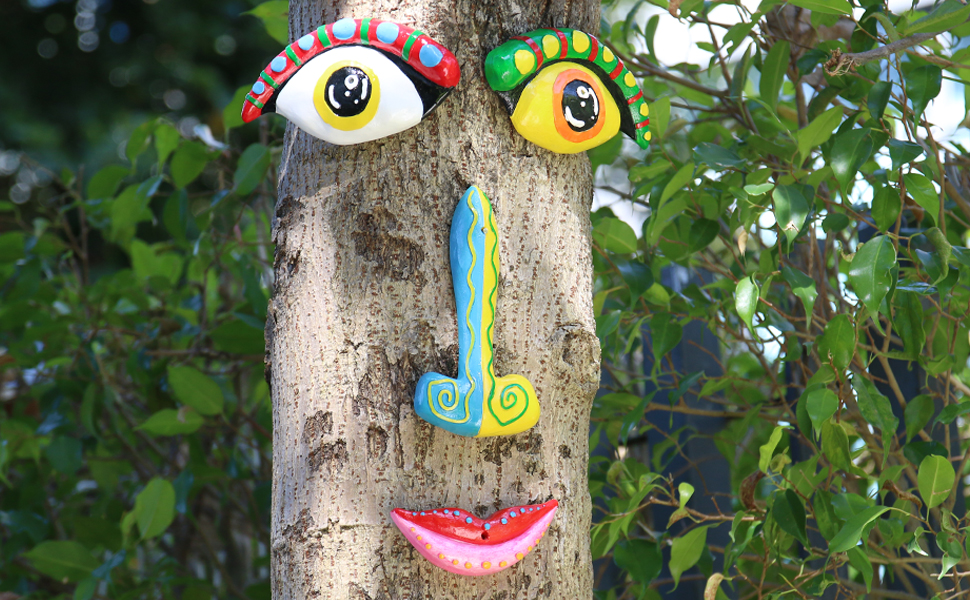 Tree Faces Decor Outdoor, Cute Tree Decorations Outdoor Faces, Weather ...