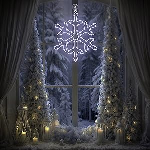 Amazon.com: Christmas Snowflake Window Lights Decorations, 12 in 144 ...