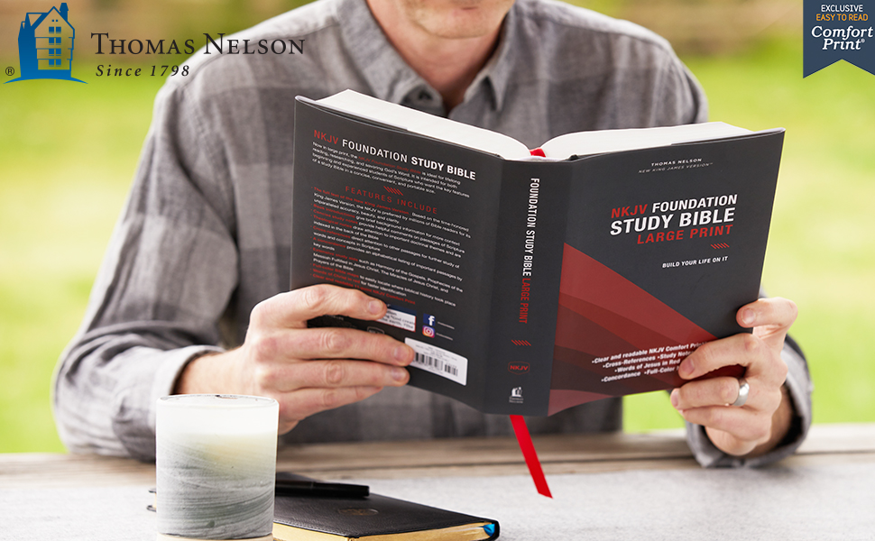 NKJV, Foundation Study Bible, Large Print, Leathersoft, Brown, Red Letter, Comfort Print: Holy ...