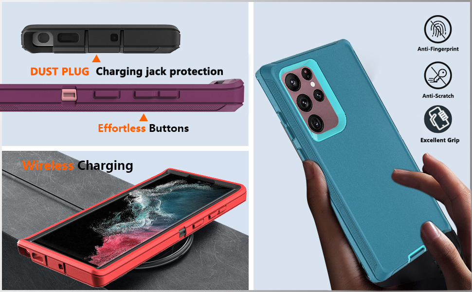 Amazon.com: HONG-AMY for Samsung Galaxy S22 Ultra Case with Self Healing Flexible TPU Screen ...