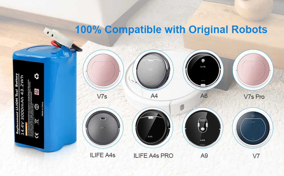 Amazon.com: POWTREE Upgraded 3000mAh A4S Battery Compatible with ILIFE A4/A4S/A4S pro/A6/A9/V7 ...