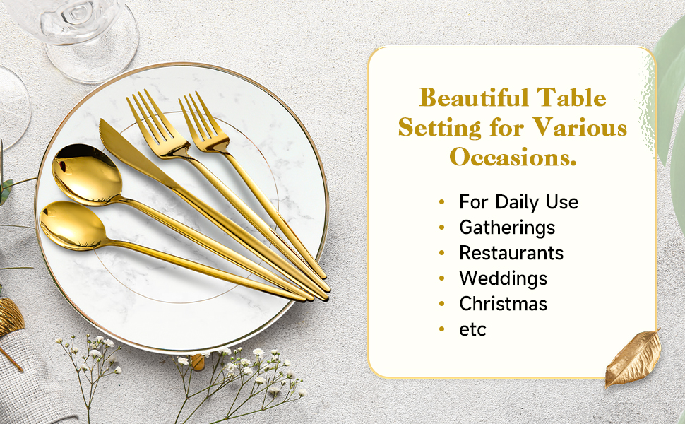 Amazon.com | Meanplan 200 Pcs Gold Silverware Set Stainless Steel Flatware Set Cutlery with ...