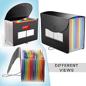 NISUN 12 Pockets File Folder, Portable Expandable Filing Box, Accordion ...