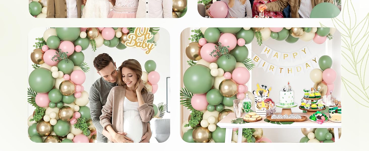 Amazon.com: 147pcs Pink and Green Balloon Arch Garland Kit, 5 10 12 18inch Sage Green Light Pink ...