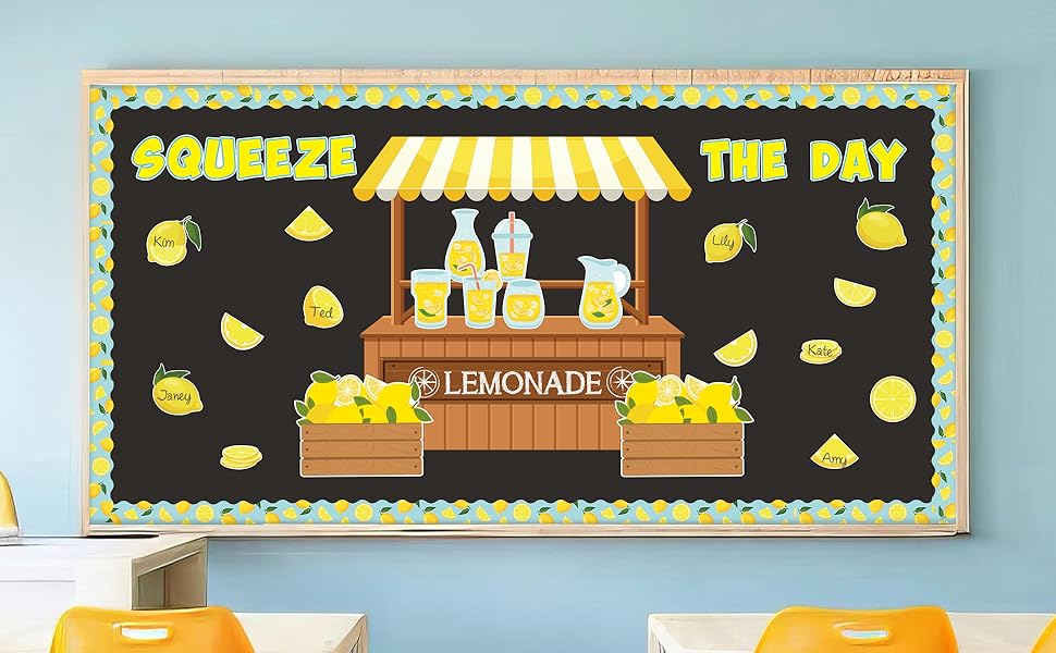 Amazon.com : B1ykin Lemon Zest Classroom Bulletin Board - 120Pcs Back ...