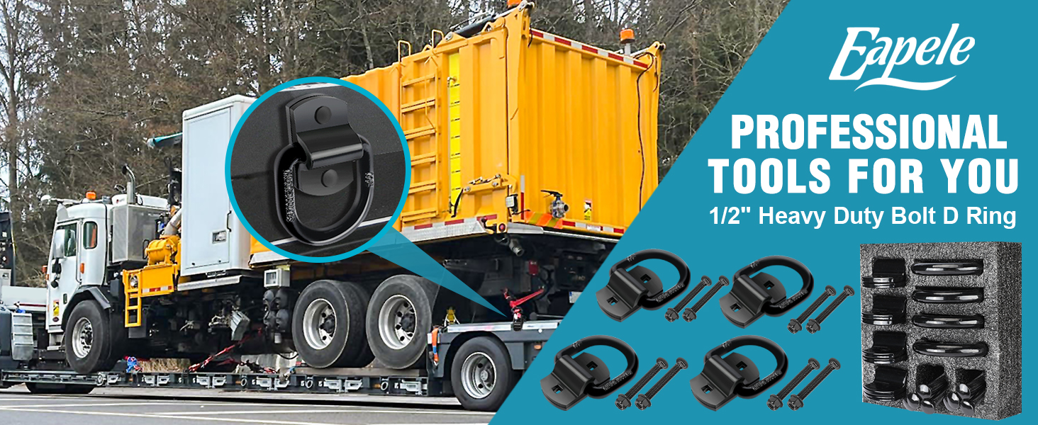Amazon.com: Eapele 1/2" D Rings Tie Down Anchors,Heavy Duty Steel Breaking Strength 12000 lbs ...