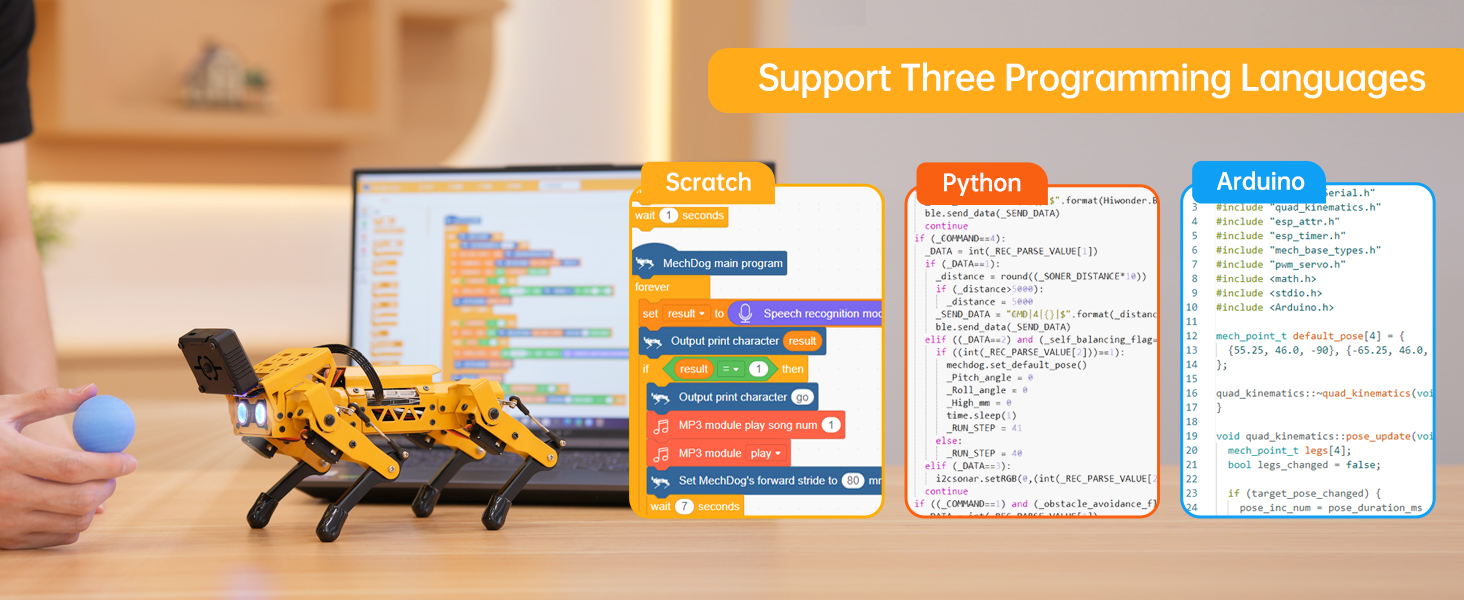 Amazon.com: Hiwonder MechDog Smart Robot Dog for Arduino,Scratch,and Python with ESP32 ...