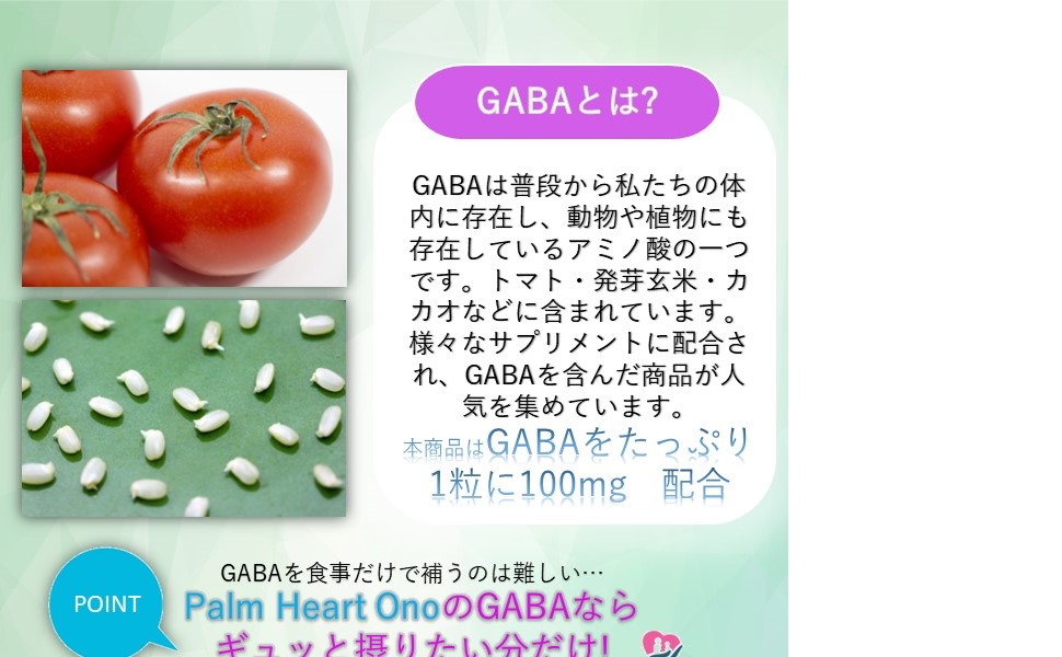 Amazon | GABA （ギャバ）ガンマアミノ酪酸 gaba 100mg 100粒 調整していただけるサプリメント 【3コ組】 | Palm Heart Ono | アミノ酸