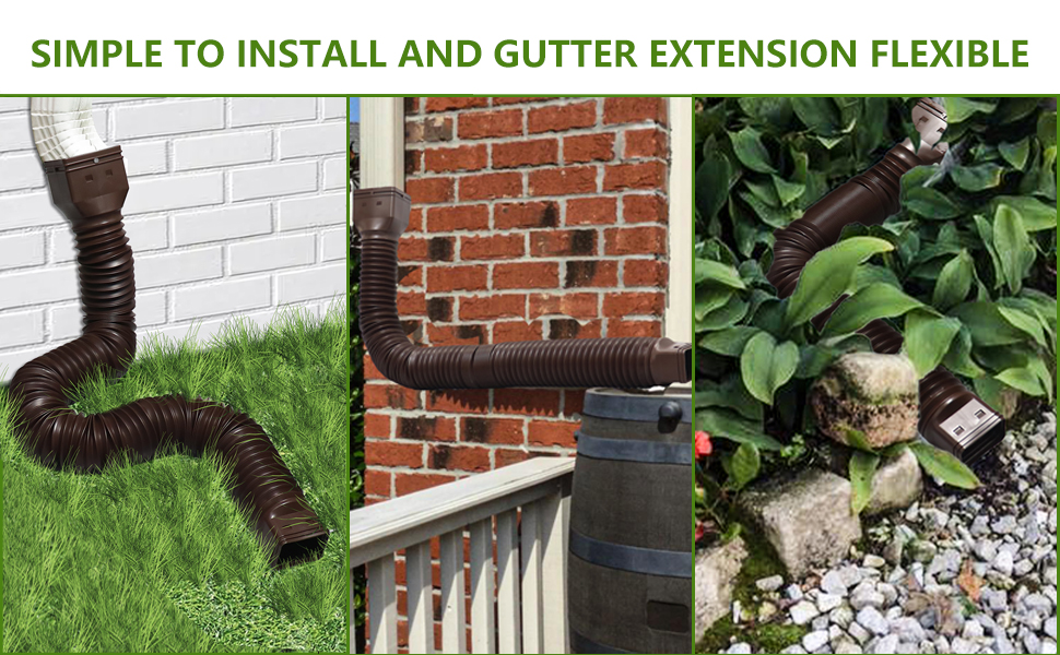 2-Pack Rain Gutter Downspout Extensions: Drain Downspout Extender ...