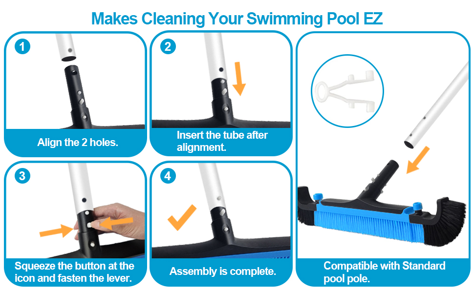 Amazon.com: Poolvio 22" Extra-Wide Pool Brush Head, Heavy-Duty Pool ...