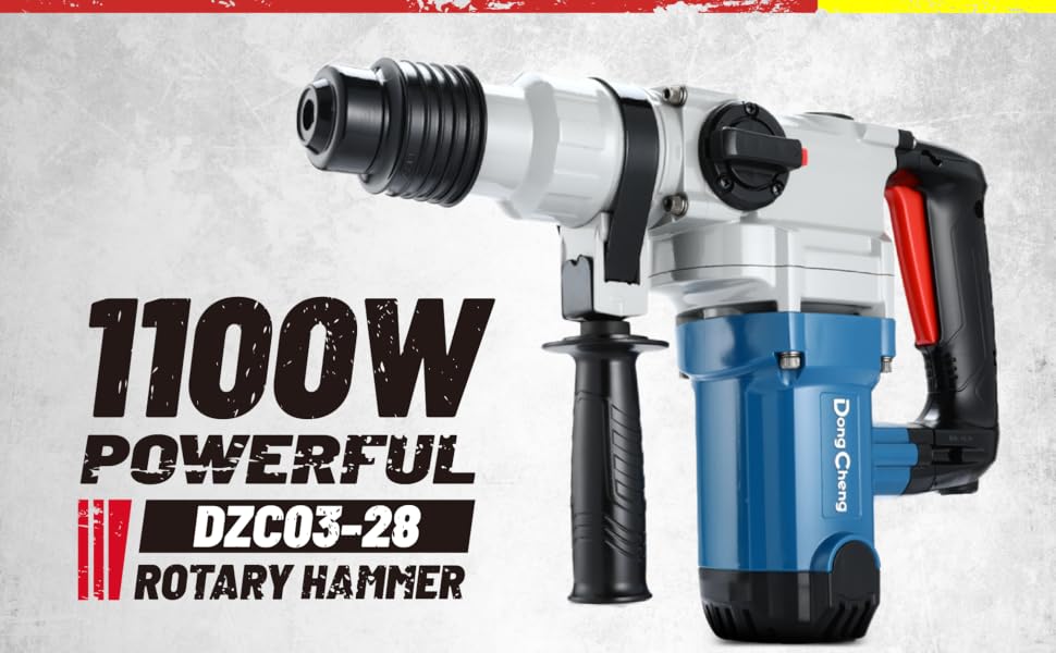 DongCheng SDS-Plus Bohrhammer,1100W 3.6 Joule,mit 2 Funktionen Hammerbohren/Meißeln,Bohrleistung ...