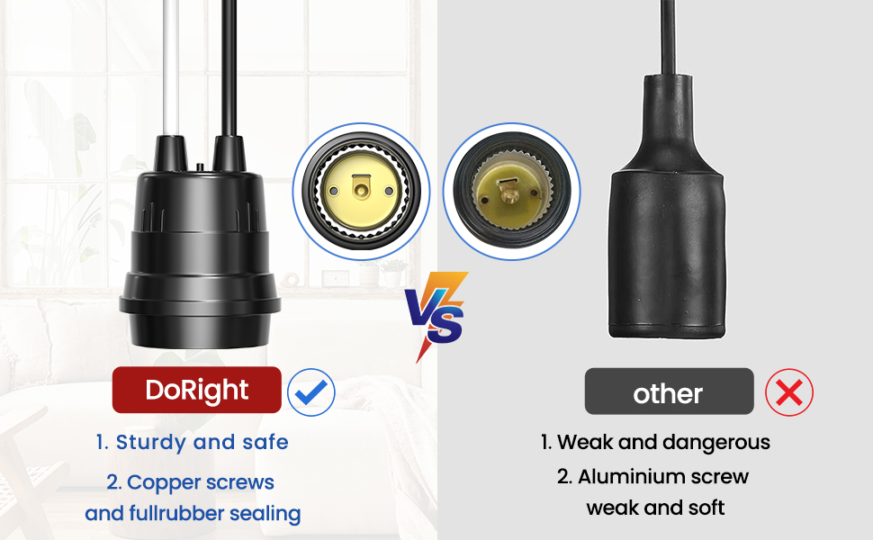 12 Pcs Light Bulb Socket E26 Lamp Socket Black Pigtail Lamp Holder ...