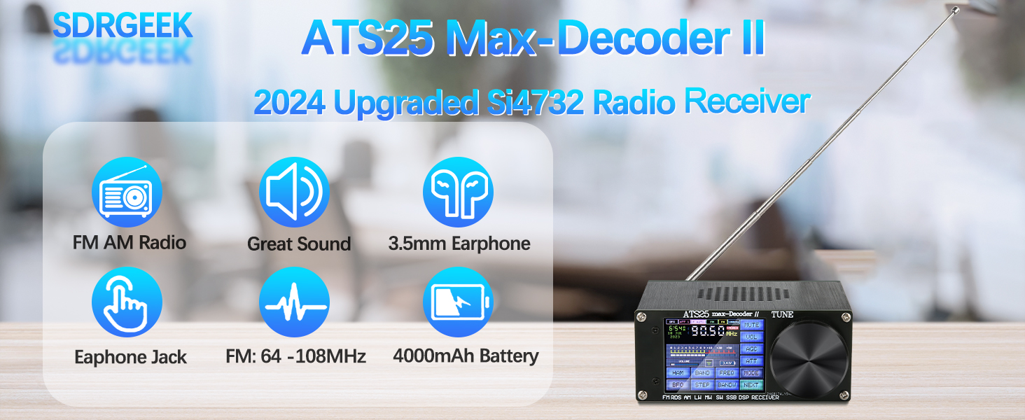 Amazon.com: ATS25 Max-Decoder ii Si4732 Radio Receiver with 4000mA,V4 ...