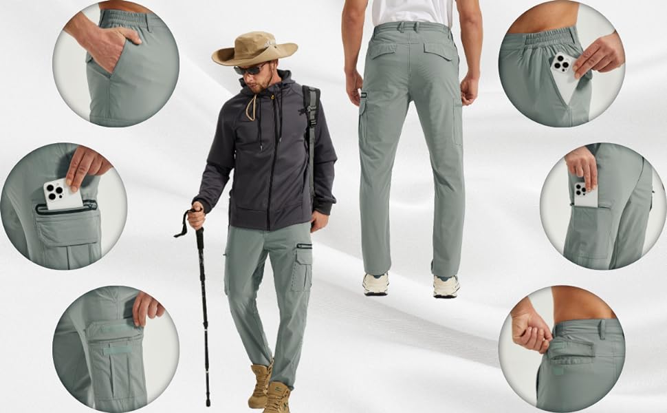 NATUVENIX - Pantalones de senderismo para hombre, ligeros y tácticos ...