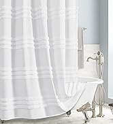 Amazon.com: Dynamene 78 Inch Long Shower Curtain, Textured Tufted Chenille Striped Tall Fabric ...