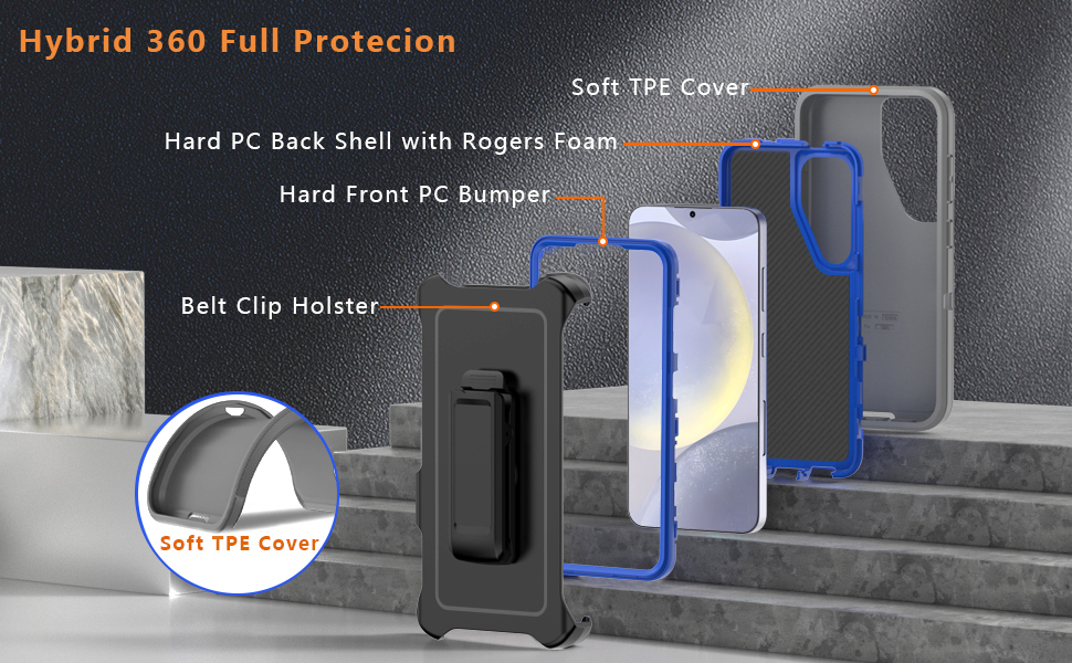 Amazon.com: TMIDVFV Compatible with Samsung Galaxy S24 Plus Case, with Belt Clip Holster Heavy ...