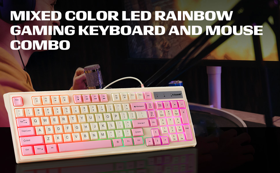 Amazon.com: Guiheng Wired Rainbow Gaming Keyboard, 98 Keys Light Up ...