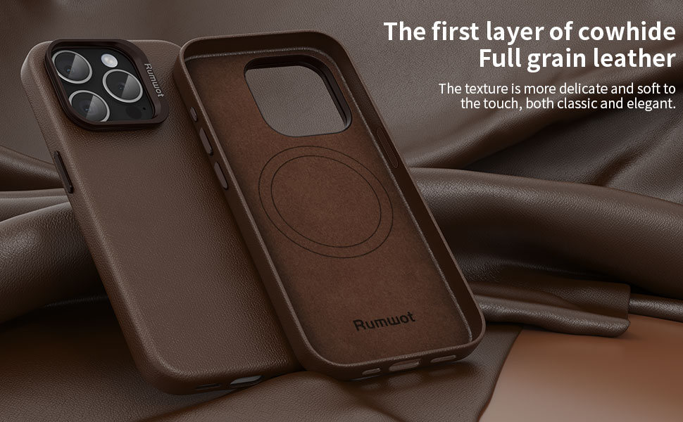 Amazon.com: Rumwot Genuine Leather Invisible Stand Case for iPhone 15 Pro Max with MagSafe ...