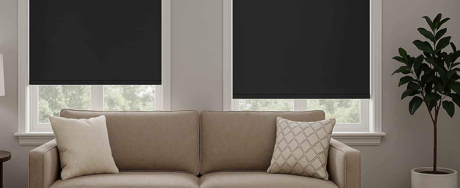 Amazon.com: SHADESLINE Cordless with Valance 100% Blackout Window Shades Pull Down Window Blinds ...